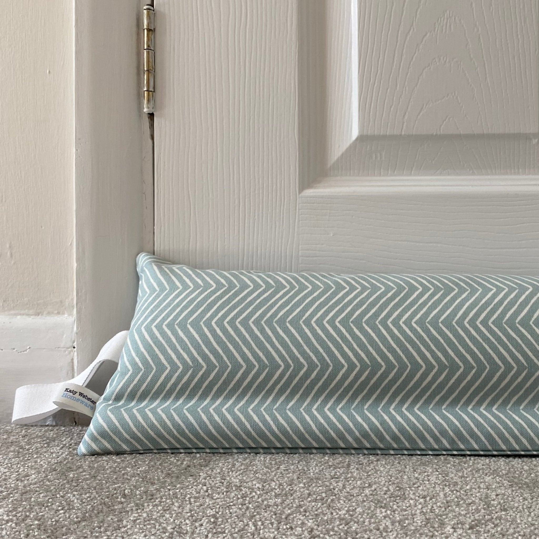 Mint Herringbone Weighted Draught Excluder – katywebsterhomeware